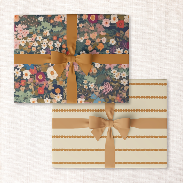 meadow + gold pearls double-sided wrap – Urbanic Paper Boutique